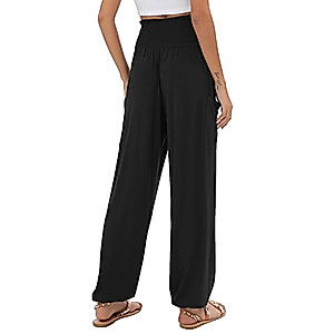 QIANXIZHAN Women's Harem Pants, High Waist Yoga Boho Trousers with Pockets Black 2XL