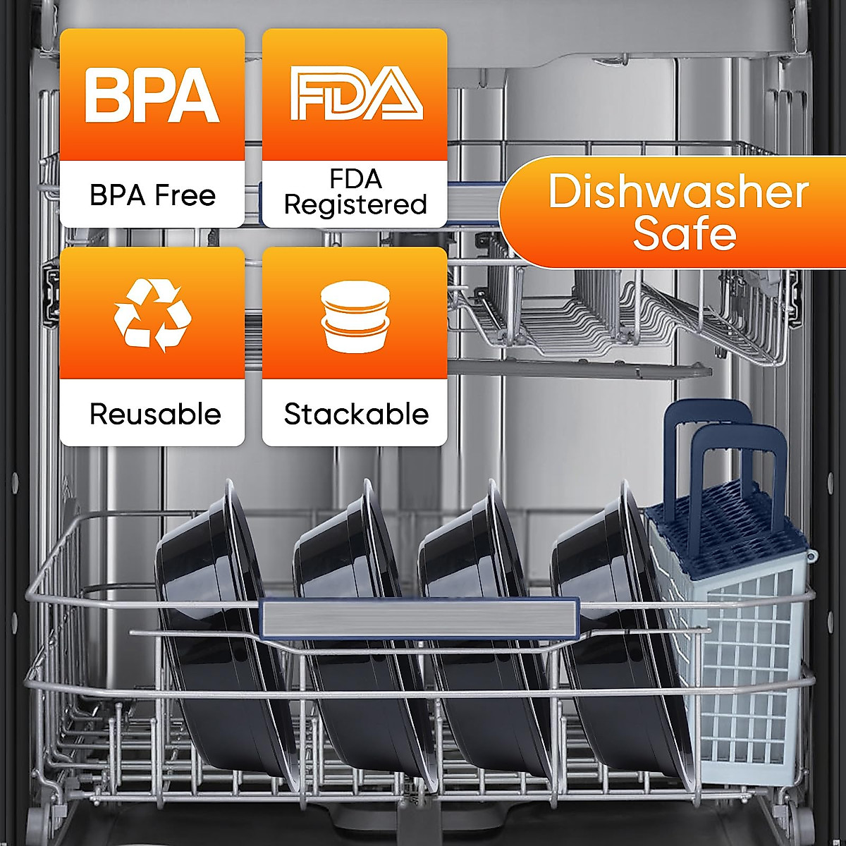 jorksky [50 Pack] 24oz Reusable Meal Prep Containers Disposable with Lids, BPA-free, Stackable, Microwave/Dishwasher/Freezer Safe