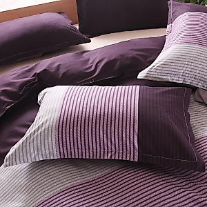 Tenghe Stripe Colorblock Print 3 Pcs Duvet Cover Sets Soft Reversible Bedding Cover Brushed Microfiber Full Queen Size(King,Purple Stripe)