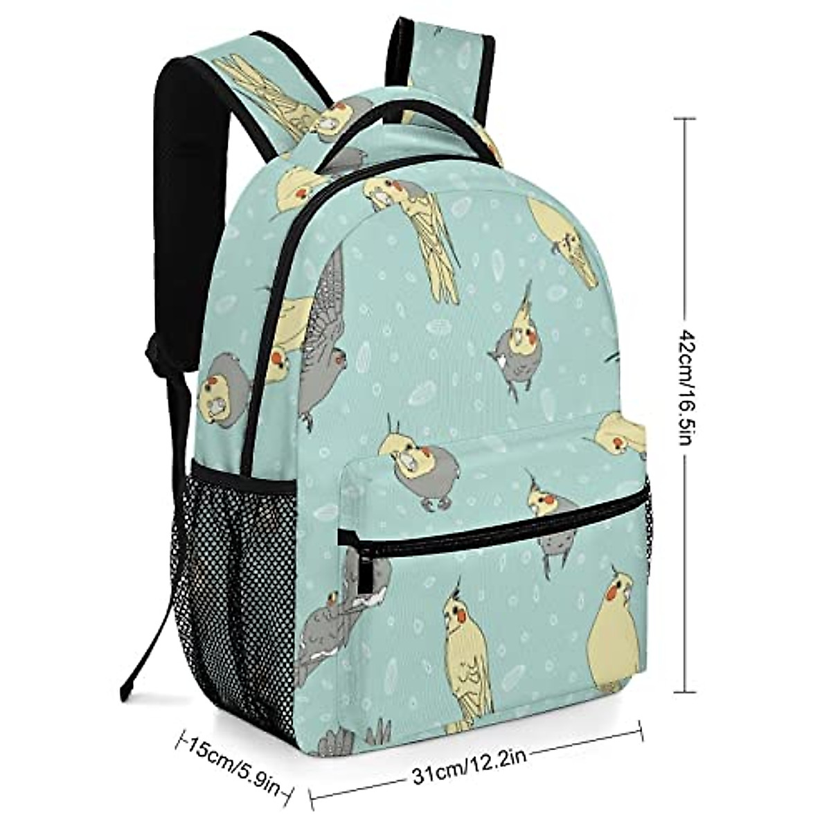 Cute Cockatiel Pattern Backpack Bookbag Cute Funny Printed Graphic for Book Study Travel