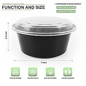 MBC MAT BOARD CENTER, 45-Pack (38 Oz) 1-Compartment Food Container-Round Meal Prep Bowls with Lid-Portable Lunch Box-Stackable-Bpa Free-Freezer/Microwave/Dishwasher Safe-Reusable Storage