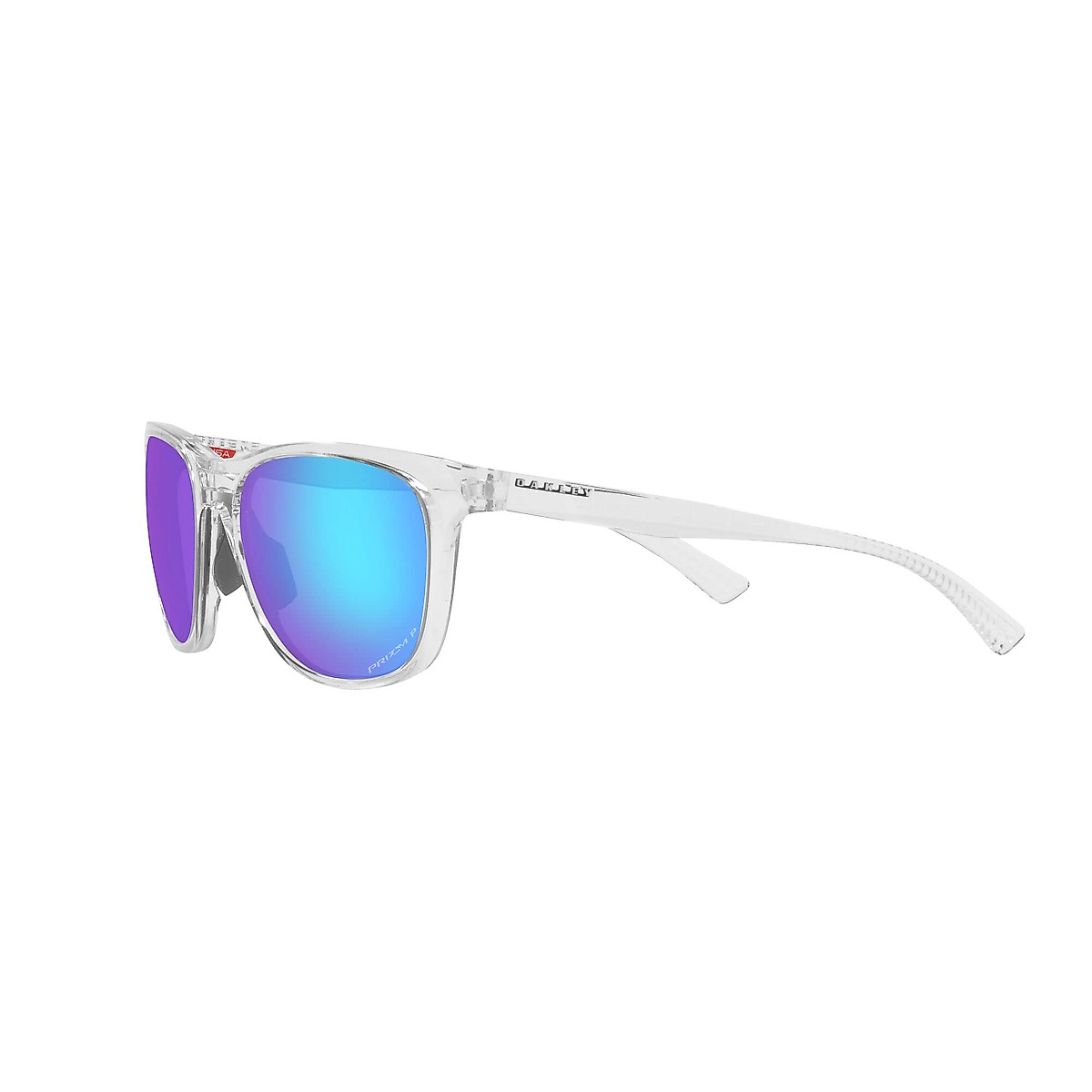 Oakley Women's OO9473 Leadline Square Sunglasses, Polished Clear/Prizm Sapphire Polarized, 56 mm