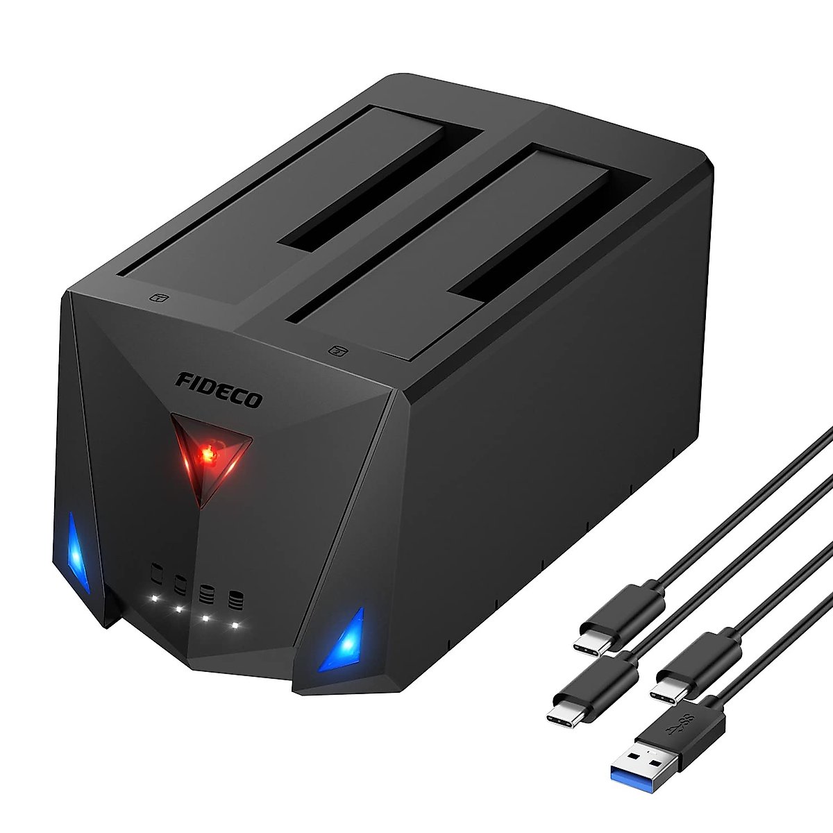 FIDECO USB 3.2 Gen 1 to Hard Drive Docking Station, Hard Drive Dock for 2.5 or 3.5 inch SATA I/II/III HDD SSD with Hard Drive Duplicator/Offline Clone Function and 2 USB Cables, Support UASP