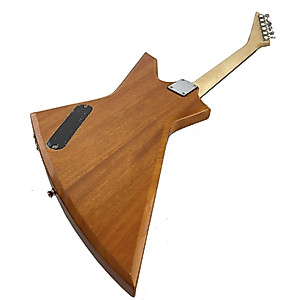 Full Size Right Handed Rock Style Electric 6 String Guitar, Solid Wood Body and Bolt on Neck, Cable and Allen Wrench, Color: Natural Brown