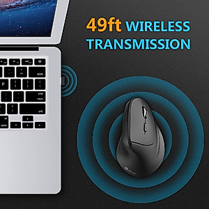 iClever Ergonomic Mouse, WM101 Wireless Vertical Mouse 6 Buttons with Adjustable DPI 1000/1600/2000/2400 Comfortable 2.4G Optical Ergo Mouse for Laptop, Computer, Desktop, Windows, Mac OS, Gray Black