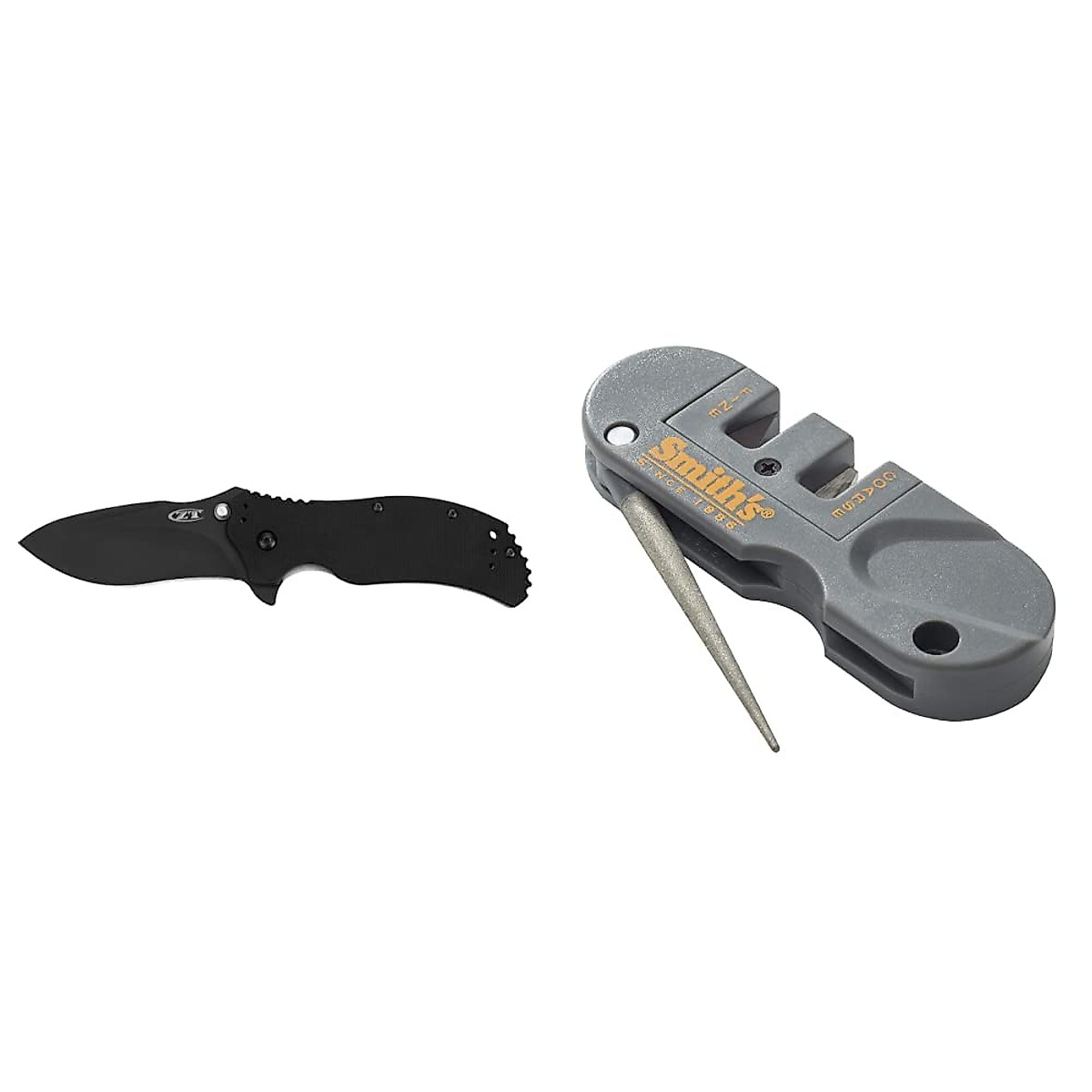 Zero Tolerance 0350 Folding Pocket Knife + Smith's PP1 Pocket Pal Knife Sharpener
