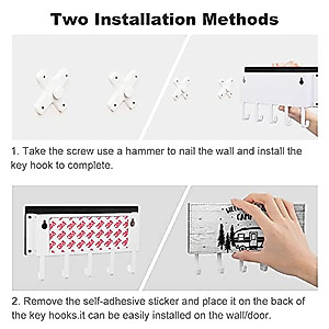 ArogGeld Welcome to Our Camper Self Adhesive Key Holder,Key Hooks Organizer for Wall with Mail Holder,Rustic Key Hangers Home Decorative for Farmhouse Entryroom Mudroom Hallway Kitchen Office Garage