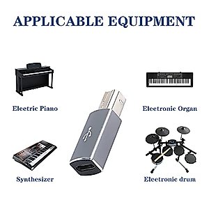 QIANRENON USB C to B Print Converter Type C to MIDI Digital Interface Adapter, Connect Keyboard to Mobile Phone via OTG, for Printer, Electric Piano, Silver Gray, 2 pcs