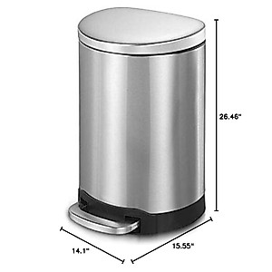 Birsppy Innovaze 10.6 Gal./40 Liter Stainless Steel Semi-Round Step-on Trash Can for Kitchen