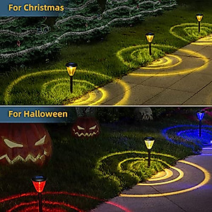 Fudosa Solar Pathway Lights, Warm/Color Changing Solar Garden Lights Outdoor Waterproof for Yard Path, Walkway, Driveway, Landscape Lighting, 4 Packs