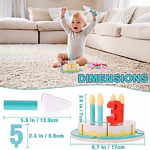 Birthday Cake Cutting Toys, Wooden Play Food Set for Kids Toddlers, Pretend Play Kitchen Toys for Boys Girls