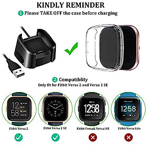 Maledan Compatible with Fitbit Versa 2 Screen Protector Case, 3 Pack Clear Ultra Thin Full Protective Case Cover Scratch Resistant Shock Absorbing for Versa 2 Smartwatch Bands Accessories