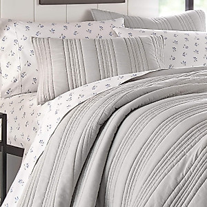 Stone Cottage - King Quilt Set, Reversible Cotton Bedding with Matching Sham, Pre-Washed for Added Softness (Whitehills Grey, King)
