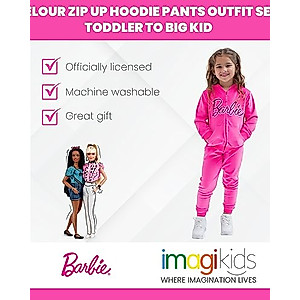 Barbie Toddler Girls Velour Zip Up Hoodie Pants Outfit Set Pink 5T