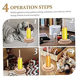 Hohopeti Spool Holder Thread Macrame Cord Tissue Holder Rack Knitting Accessory Towel Holder Stand Organizer Knitting Tool Supplies Sewing Yarn Holder Stand Lucet Fork Accessories Hand Wood