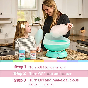 Cotton Candy Express CC1000-S Cotton Candy Machine, with 3 - 11oz. Jars of Cherry, Grape, Blue Raspberry, Orange, Pink Vanilla Floss Sugar & 50 Paper Cones Easy to Use and Clean