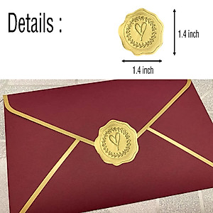 DJDZ 250pcs Gold Embossed Heart Envelope Seals Stickers for Wedding Invitations,Party Favors,Greeting Cards,Gift Packaging .etc (Gold, Self-Adhesive)