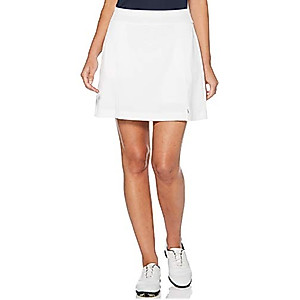 Callaway Women's 17" Opti-Dri Solid Golf Skort With Stretch Fabric and TrueSculpt Slimming Technology, Brilliant White, Medium