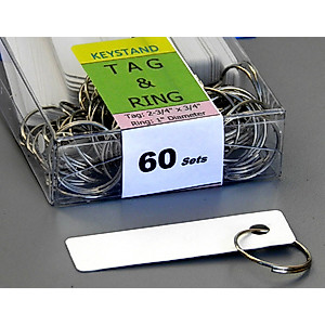 KEYSTAND # 60PGE, 60 Extra Space Numbered Hooks for Car Keys with Remote Control (60 Sets of Tag & Ring Included)