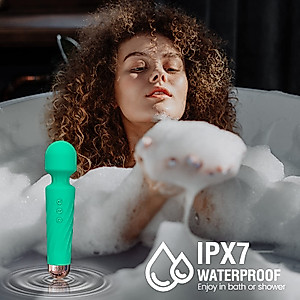 SIKXTOA Mini Vibrator, 8 Speeds 20 Patterns, G Spot Massage Wand, Clitoral Stimulator, Dildo, Sex Toys- Rechargeable Handheld Powerful Silent Waterproof, Female Adult Toys (Wave Green)