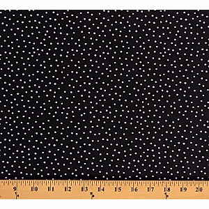 FlashPhoenix Quality Sewing Fabric – 100% Cotton Dinky Small White on Black Fabric Print Size; 36" x 44" Inch (by The Yard)
