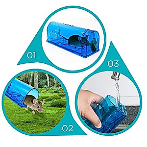 Humane Mouse Trap - Catch and Release Traps That Work - 2 Pack Trap No Kill for mice/Rodent Pet Safe (Dog/Cat) Best Indoor/Outdoor Mousetrap Non Killer Small Mole Capture Cage