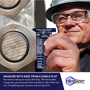 HexSizer Heavy Hex Gauge – Pocket Tool for Measuring Nut & Bolt Sizes | Inch & Metric | High Temp Laser Engraved | Nut & Bolt Sizer from 1-1/16" to 4-5/8" or 32mm to 120mm