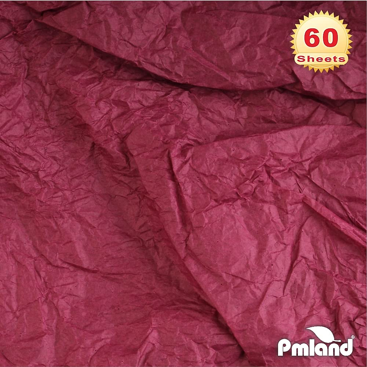 PMLAND Premium Quality Gift Wrapping Paper - Burgundy Color - 20 Inches x 26 Inches 60 Sheets