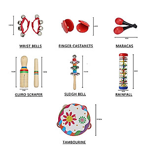 Kids Musical Instruments Toys Set: Baby Music Toys Montessori Percussion for Toddlers - Preschool Educational Musical Toys Set for Boys and Girls with Storage Bag (Red)