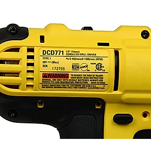 Dewalt DCD771B 20V MAX Cordless Lithium-Ion 1/2 inch Compact Drill Driver - Bare Tool (Renewed)