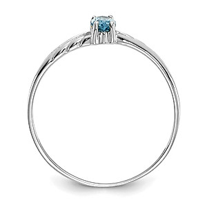 Blue Topaz Marquise December Birthstone Ring in Real 14k White Gold Size 7