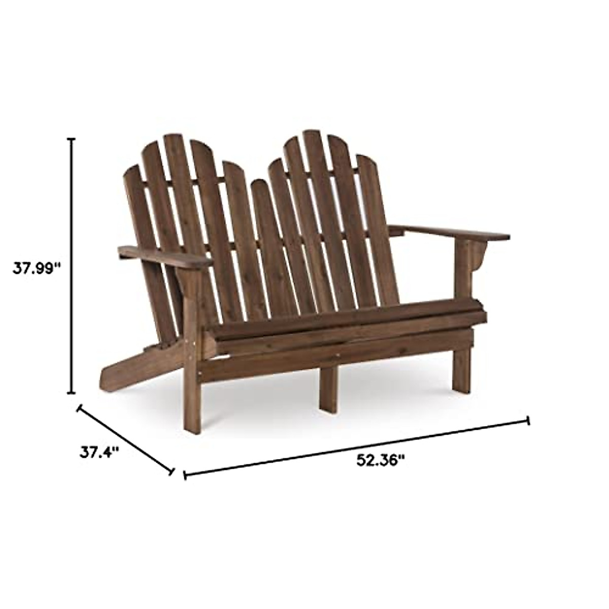 Linon Jayde Adirondack Double Bench, Teak