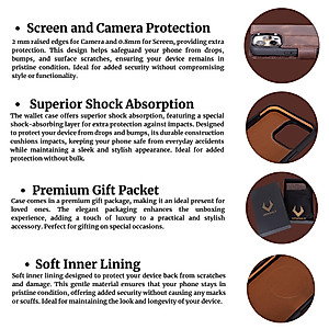 VENOULT Detachable Leather Wallet Case for iPhone 15 Pro, Man or Women Folio Cover, Compatible with Magsafe, RFID, Genuine Leather Card Holder Flip Case, Kick Stand (Chocolate Brown)