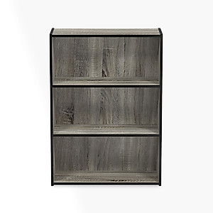 Furinno Pasir 3-Tier Open Shelf Bookcase, French Oak Grey