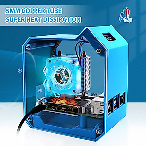 GeeekPi Mini Tower Kit with QC3.0 Power Supply for Raspberry Pi 4, Pi 4 Case with ICE Tower Cooler, 0.96'' OLED Module, RGB Fan, Heatsink, GPIO Expansion Board for Raspberry Pi 4 Model B