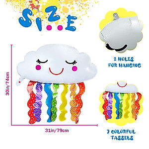 8 Pieces Rainbow Foil Balloons Tassel Clouds Balloon Smiling Cloud Party Balloons Rainbow Bridge Balloons for Baby Shower Themed Party Birthday Decorations Party Supplies