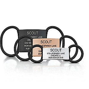 ROAD iD Silent Personalized Engraved Dog Tag for Pets, Silver Medium & Large Jingle Free Slide On - Custom Silicone Name Tag - Stainless Steel - Slate - 1” inch collars - Works for Cat & Horses Bridle