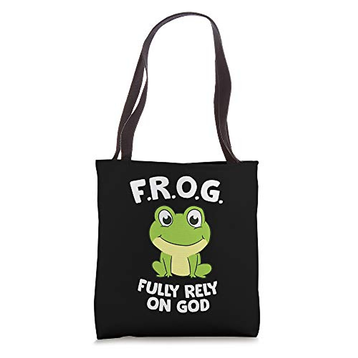 Cute Frog Fully Rely On God Christian Frog Tote Bag