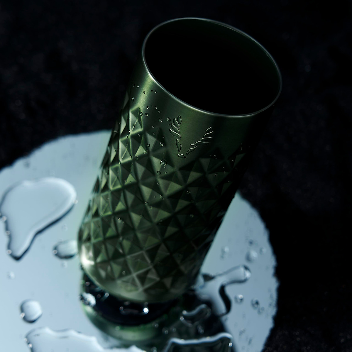 Viski Paragon Insulated Cocktail Tumbler, Insulated Highball Glasses Stainless Steel Highball Glasses with Ceramic Coating 16oz Green Set of 1