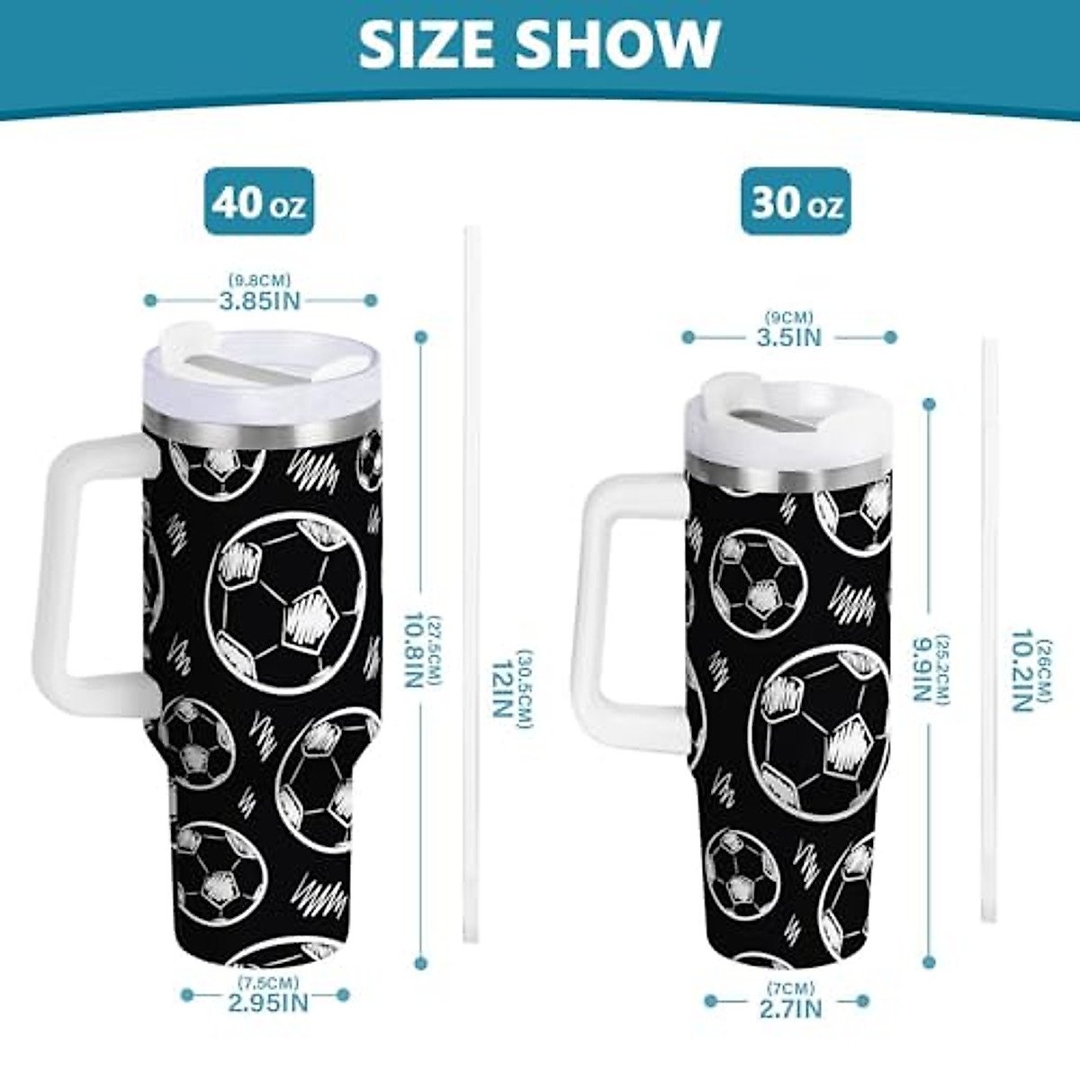 ARGTILDN 30 oz Tumbler Football Doodle Insulated Travel Mug with Handle and Straw Lid Stainless Steel Vacuum Coffee Cup Tea Beverage Container Water Bottles for Car Sports office