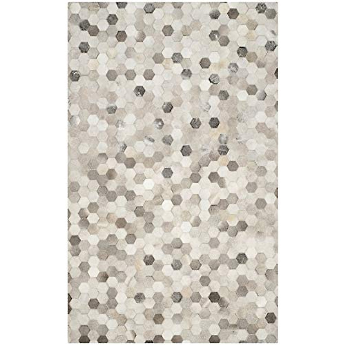 SAFAVIEH Studio Leather Collection 8' x 10' Ivory/Grey STL217A Handmade Mid-Century Modern Leather Area Rug