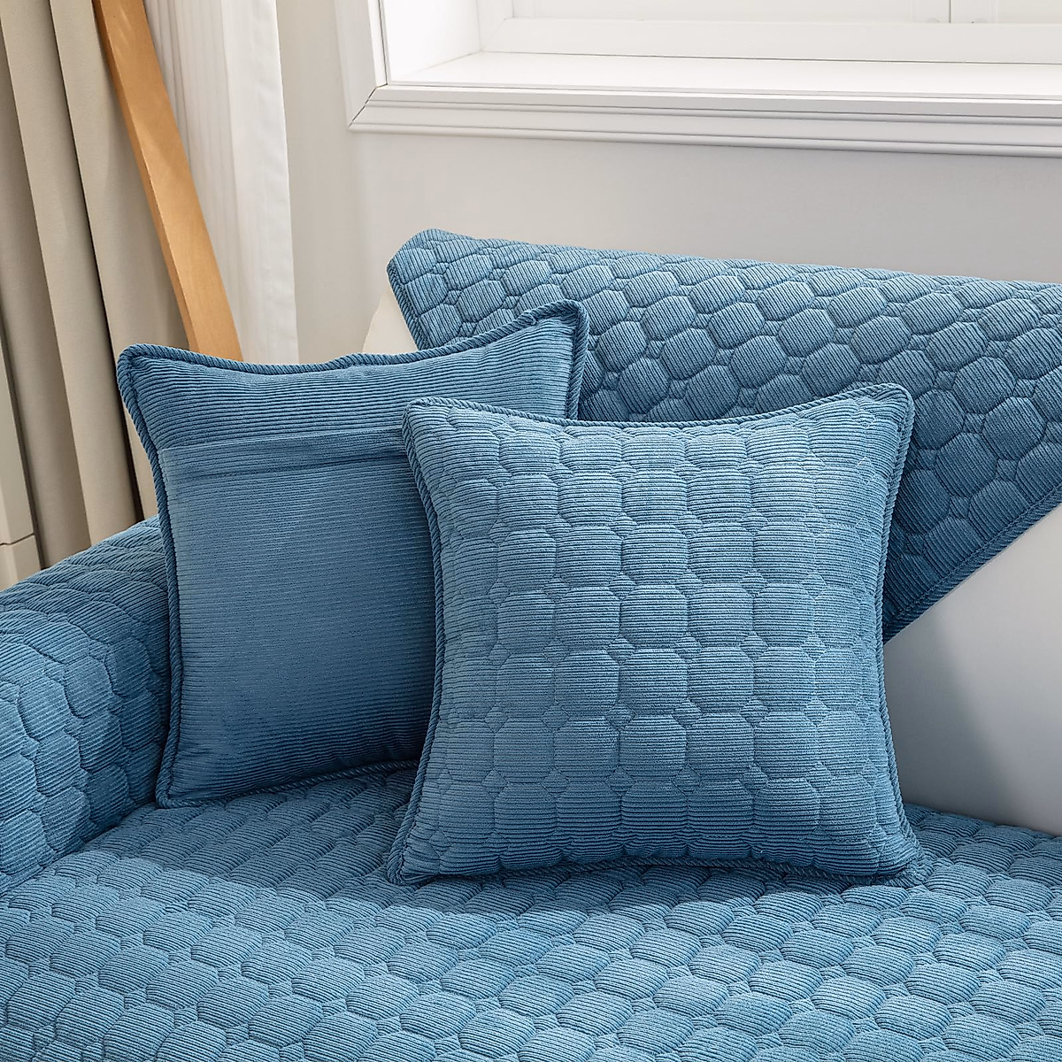 MIFXIN Sofa Cover 1 2 3 Cushion Couch Sectional Sofa Slipcover Universal Anti-Slip Furniture Protector for Living Room Loveseat Recliner L Shaped Armrest Backrest (Only 1 Piece) Blue 36''x63''