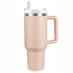 BELYQLY New Version 40oz Stainless Steel Vacuum Insulated Tumbler with Lid and Straw for Water, Smoothie and More, Iced Tea or Coffee (Rose Quartz)