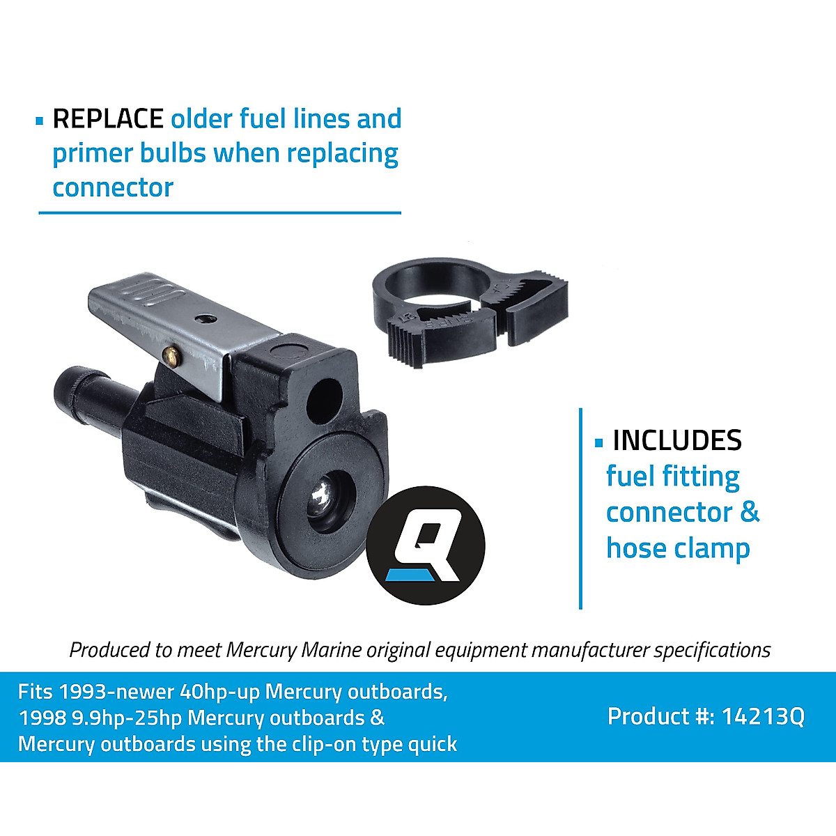 Quicksilver 14213Q Quick Disconnect Marine Boat Fuel Line Fitting