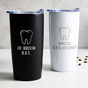 Lifetime Creations Engraved Personalized Dentist Tumbler with Lid 20 oz (Black) - Custom Dentist Gift, Stainless Steel Coffee Travel Mug Dental Gift, Dental Hygienist Gifts, Dentist Appreciation