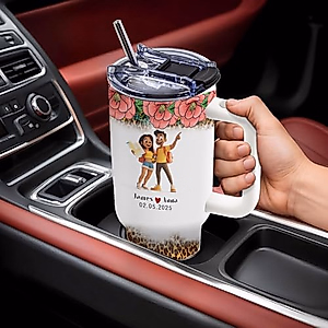 Personalized 40oz Tumbler with Handle – Valentine's craft making-Custom Couple Gift for Anniversary Wedding Gift, Birthday, Mother's Day, Valentine’s Day 3y6n6A