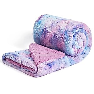 NEWCOSPLAY Super Soft Faux Fur Throw Blanket for Couch Purple Rainbow Sherpa Fuzzy Plush Warm Blanket for Sofa Bed (Purple Rainbow, Throw(40"x50"))