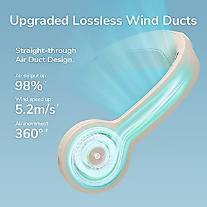 JISULIFE Portable Neck Fan, 4500mAh Bladeless Personal Neck Fan USB Rechargeable Wearable Fan, 3+1 Speeds, Upgraded Airflow & Ultra-quiet, Sweatproof Neck Brace & Hands-free Adjustable Design-Brown
