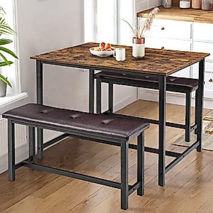 Alkmaar Dining Table Set for 4, Rustic Brown