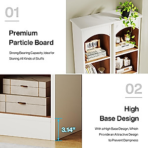 Tribesigns 70.9-Inch Tall Narrow Bookcase, 5-Tier Cube Bookshelf with Storage, Modern Slim Corner Display Shelves for Home Office, Living Room, White and Oak